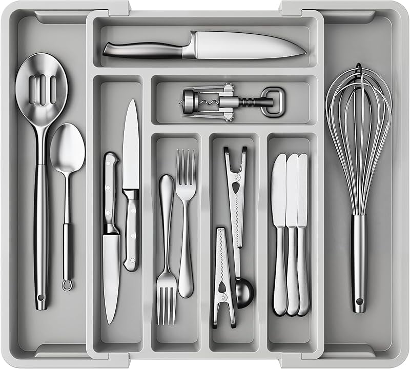 AMADA HOMEFURNISHING Expandable Silverware Drawer Organizer, Adjustable ...