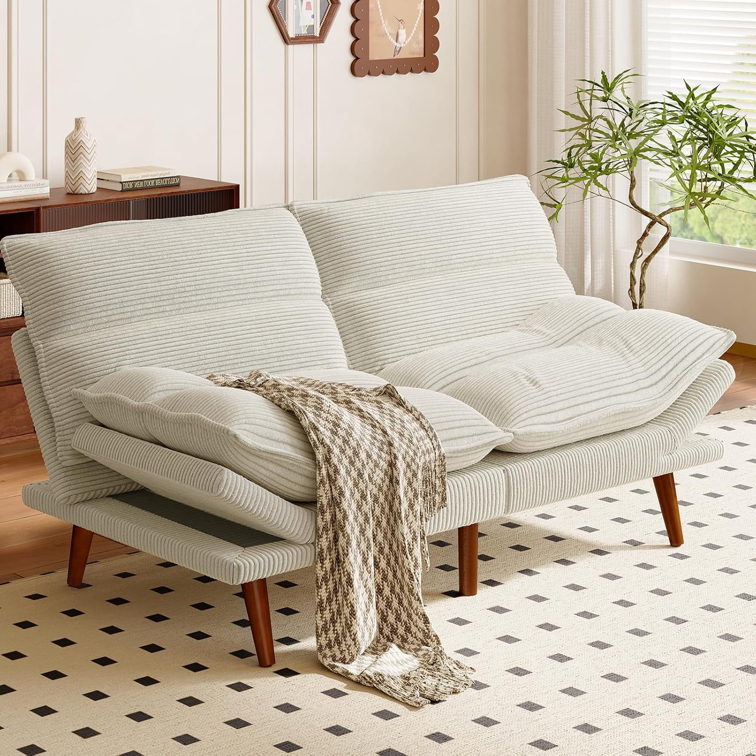 AMADA HOMEFURNISHING Futon Sofa Bed, Corduroy Futon Couch with ...