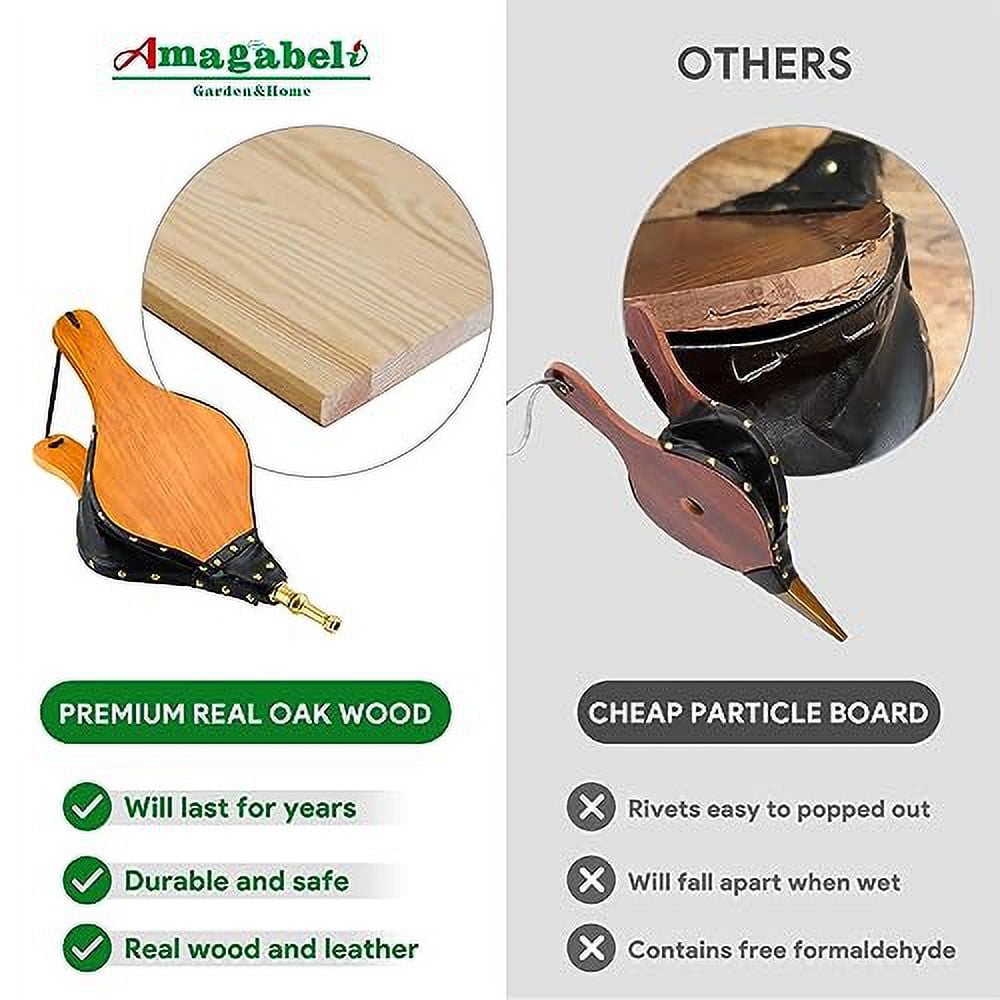 AMAGABELI GARDEN & HOME Wood Fireplace Bellows 19"x 8" Large Artificial ...