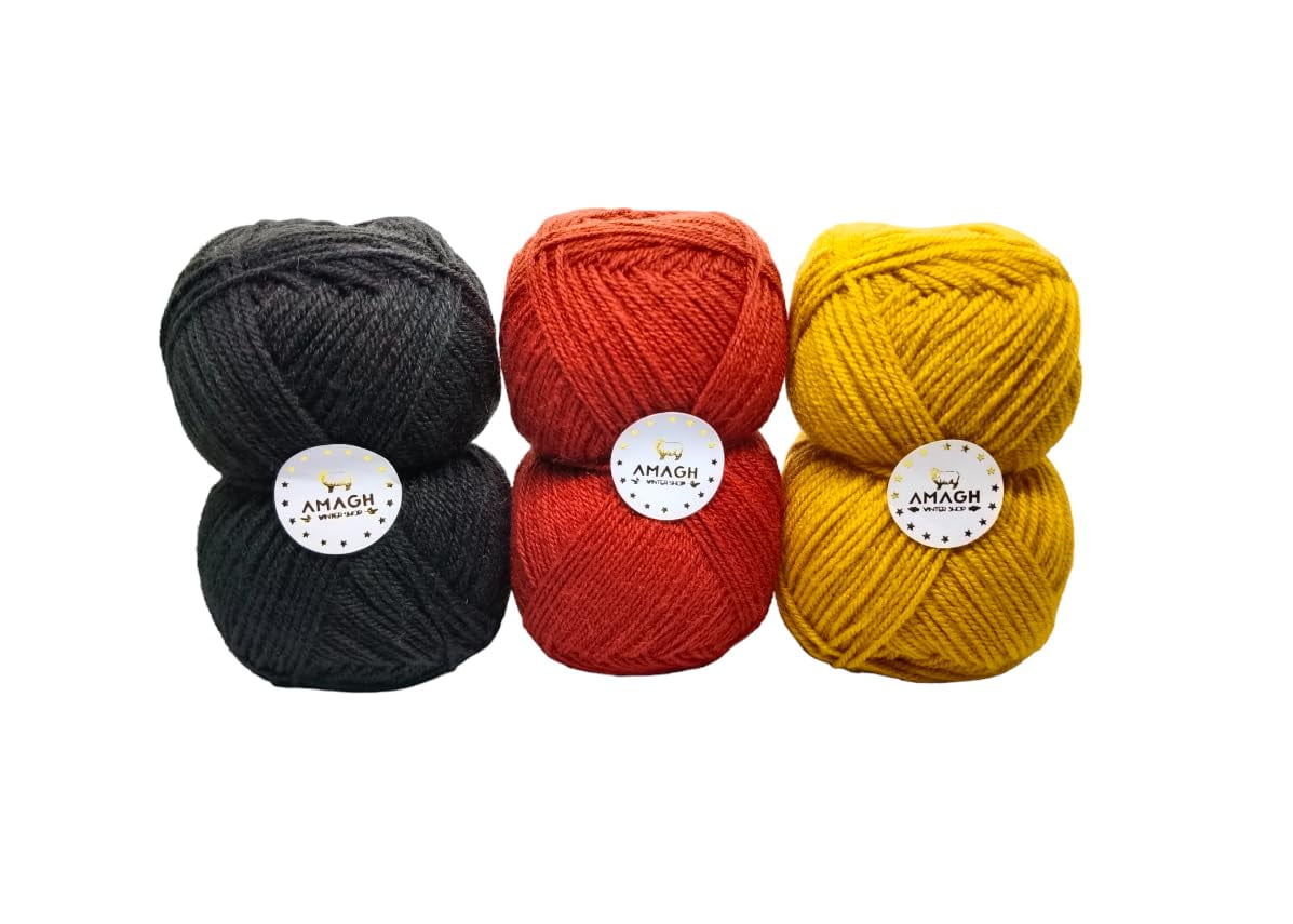 AMAGH Premium Soft Acrylic Hand Knitting Yarn 3 ply Thin Acrylic Yarn ...
