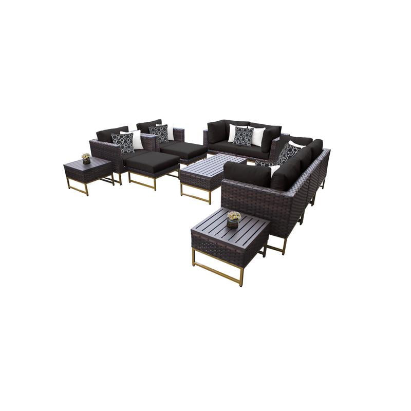 AMALFI 12 Piece Wicker Patio Furniture Set 12h in Gold and Black ...