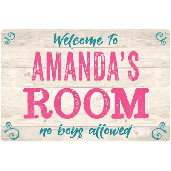 AMANDA'S Room Kids Bedroom Sign 8x12 Metal Sign 208120089334 - Walmart.com