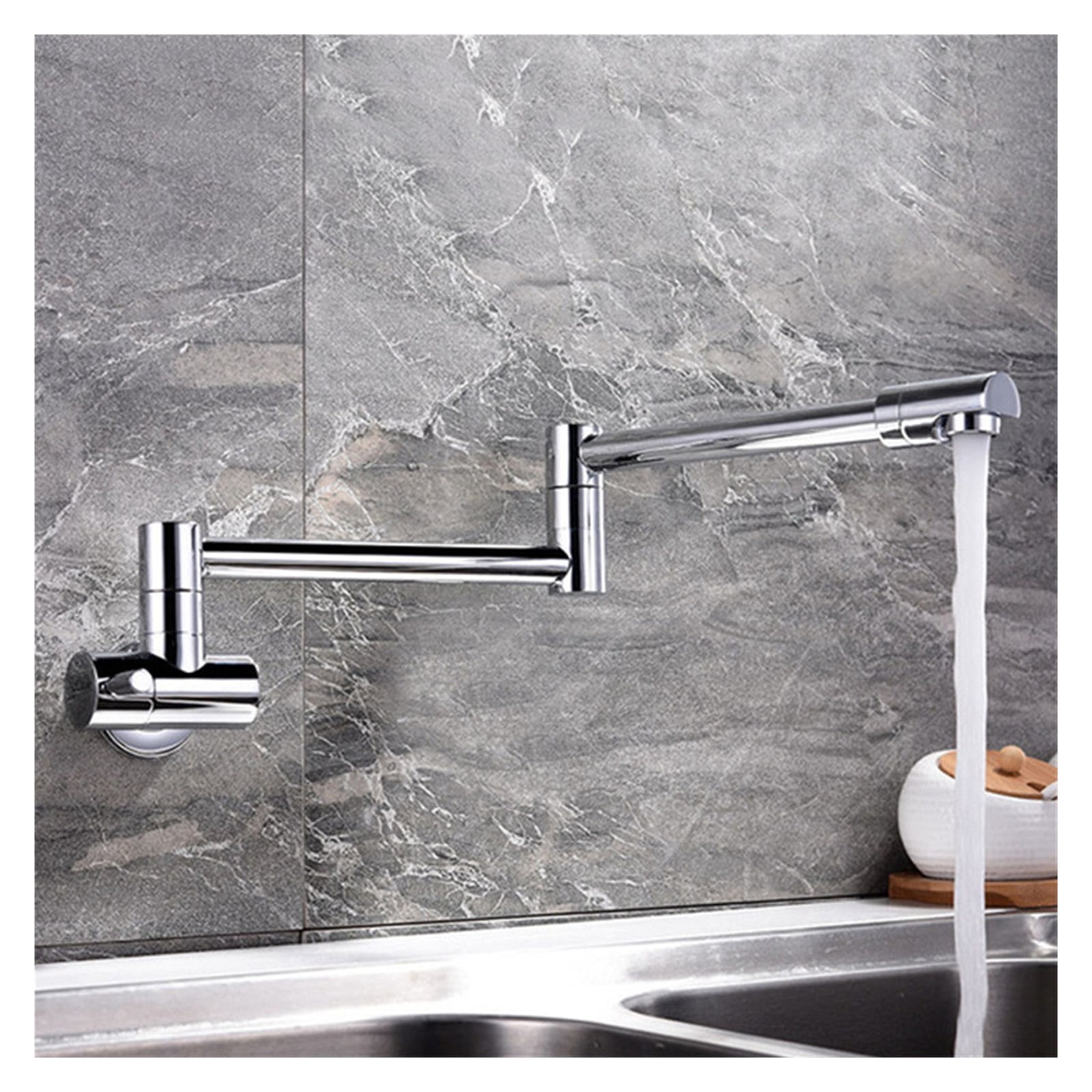 Folding Single Kitchen Faucet Sink Pot Filler Faucet Cold Water Wall ...