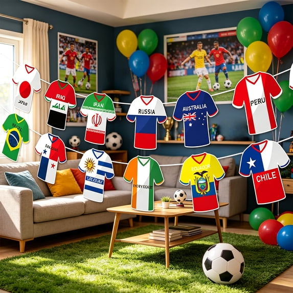AMARTSY 49pcs Soccer Shirt Bunting Banner, 10 Meter Ribbon for Football ...