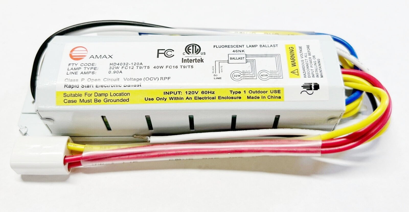 AMAX LIGHTING HD4032-120A WHT Electronic Ballast 2 Lamp FC12T9/T5 ...