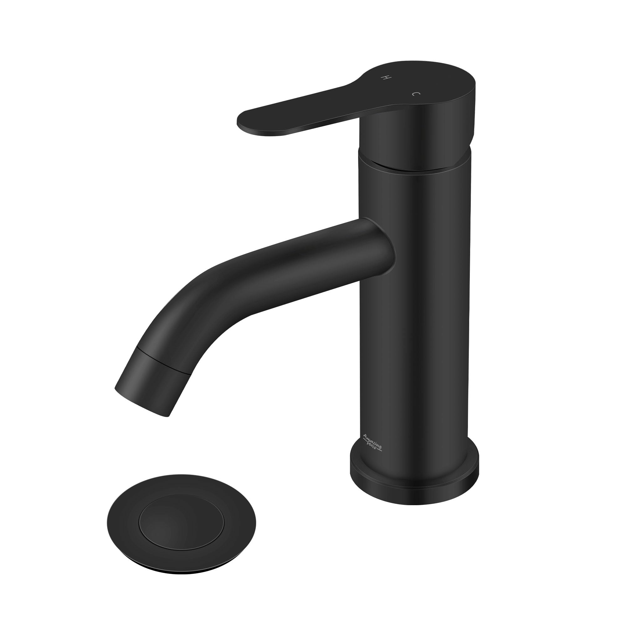 AMAZING FORCE Matte Black Bathroom Faucet Single Handle Bathroom Sink ...
