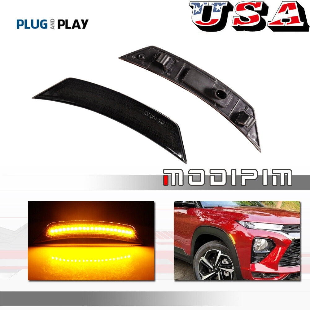 AMBER LED Smoked Front Fender Side Marker Lights for 2021 - 2022 for ...