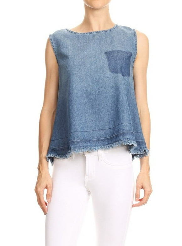 Denim Shirt Frayed Hem