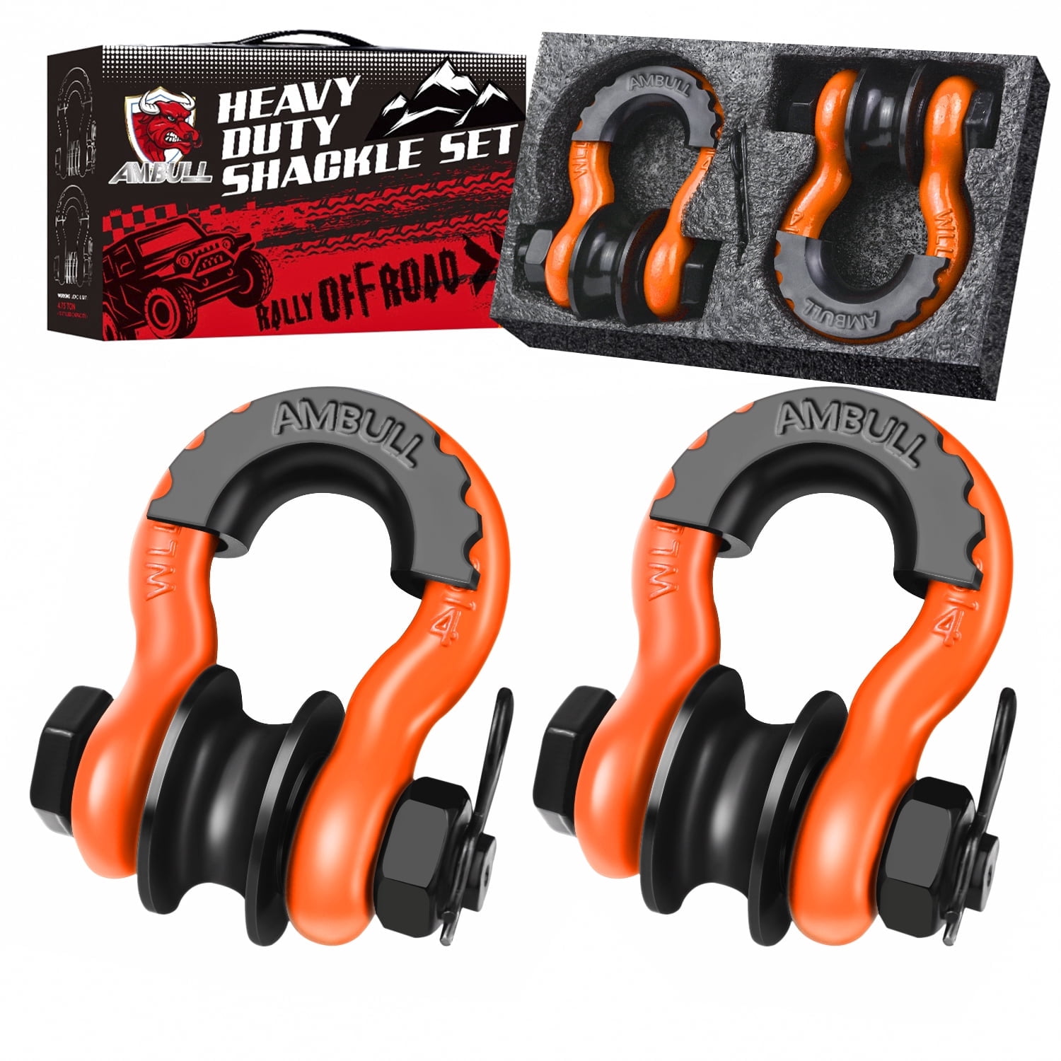 AMBULL Upgraded Snatch Block, 3/4" D Ring Shackle (2 Pack) 22,000lb ...