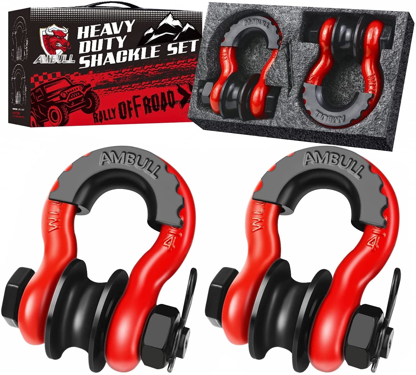 AMBULL Upgraded Snatch Block, 3/4" D Ring Shackle (2 Pack) 22,000lb ...