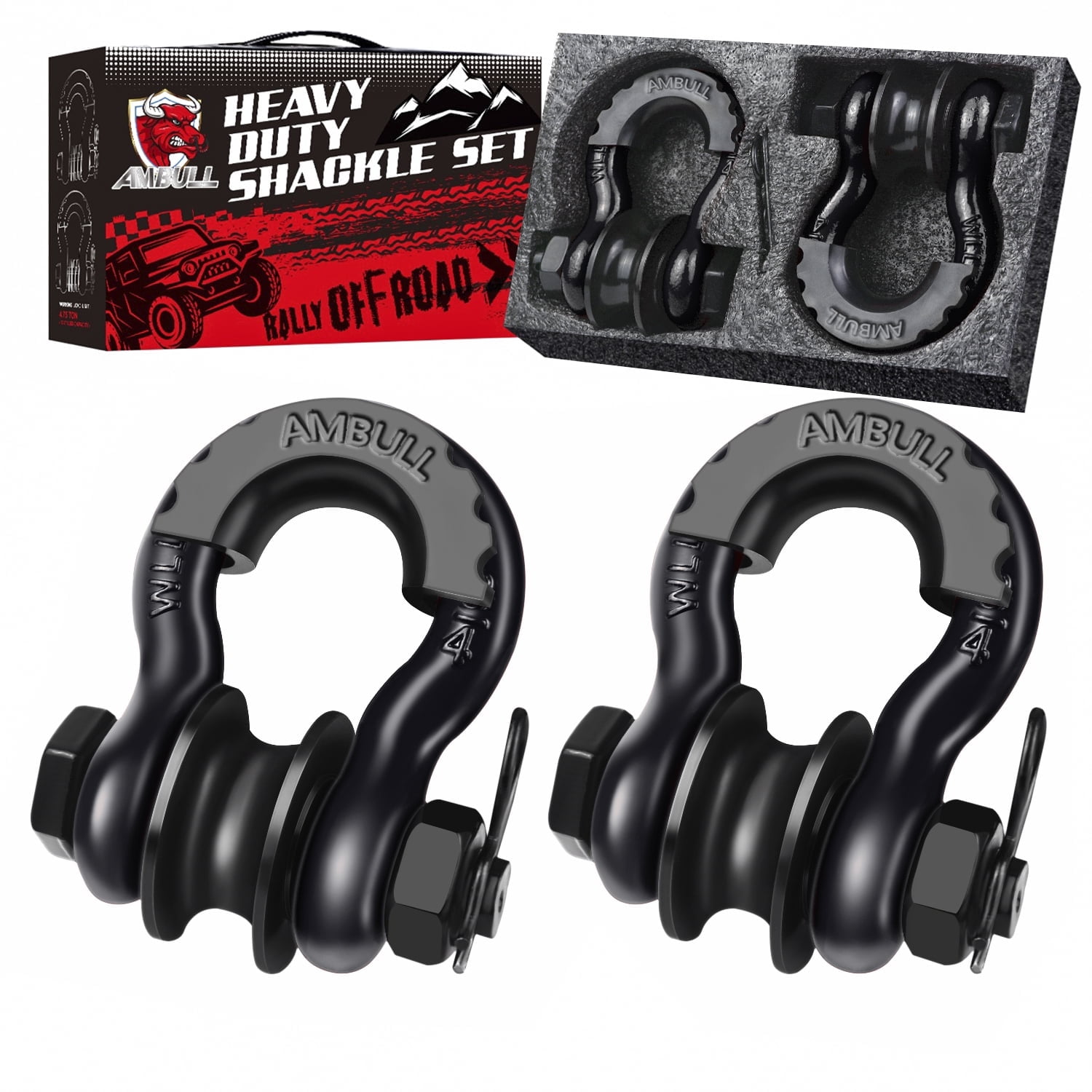 AMBULL Upgraded Snatch Block, 3/4" D Ring Shackle (2 Pack) 22,000lb ...