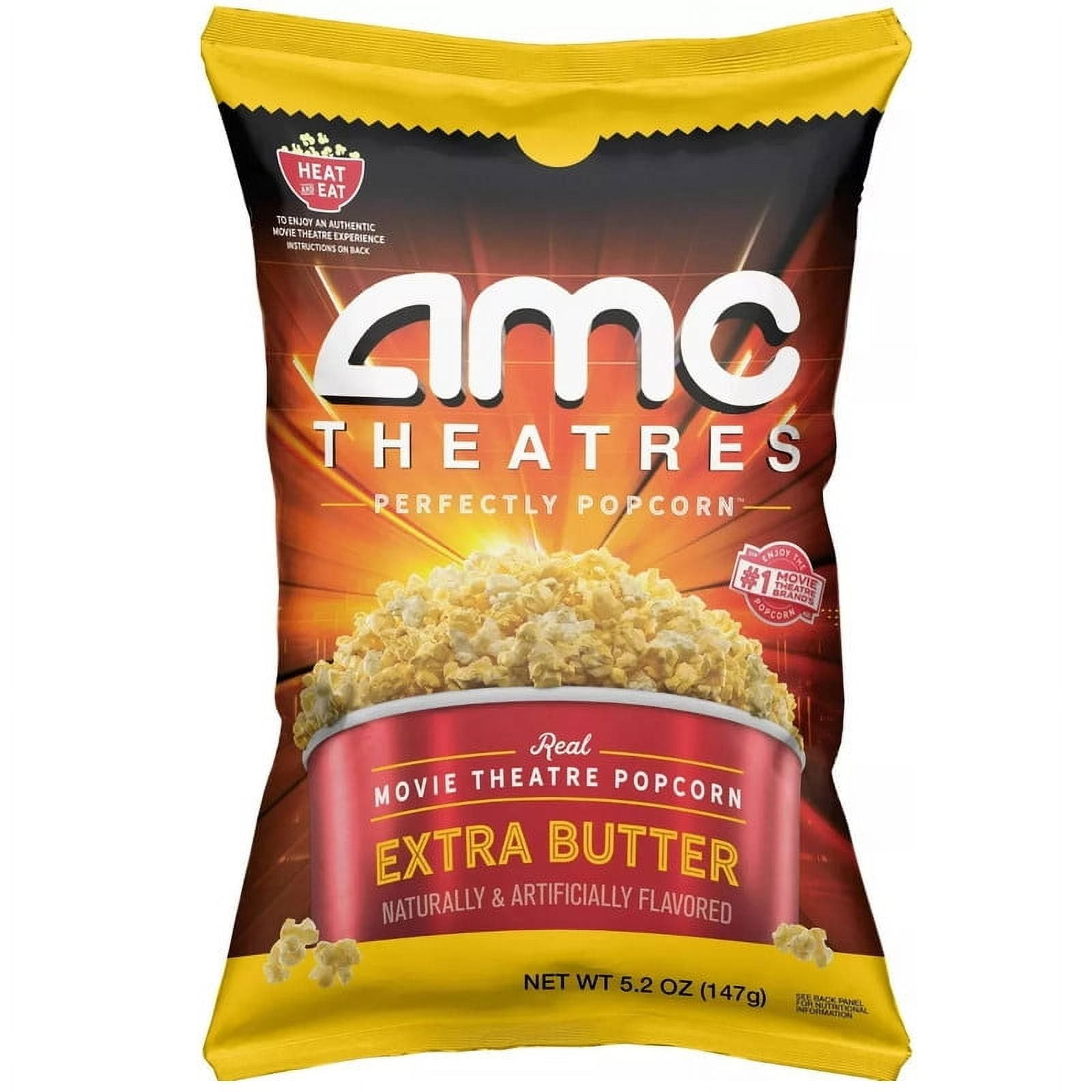 Pack of 2 AMC Theatres Ready to Eat Popcorn, Extra Butter - Walmart.com