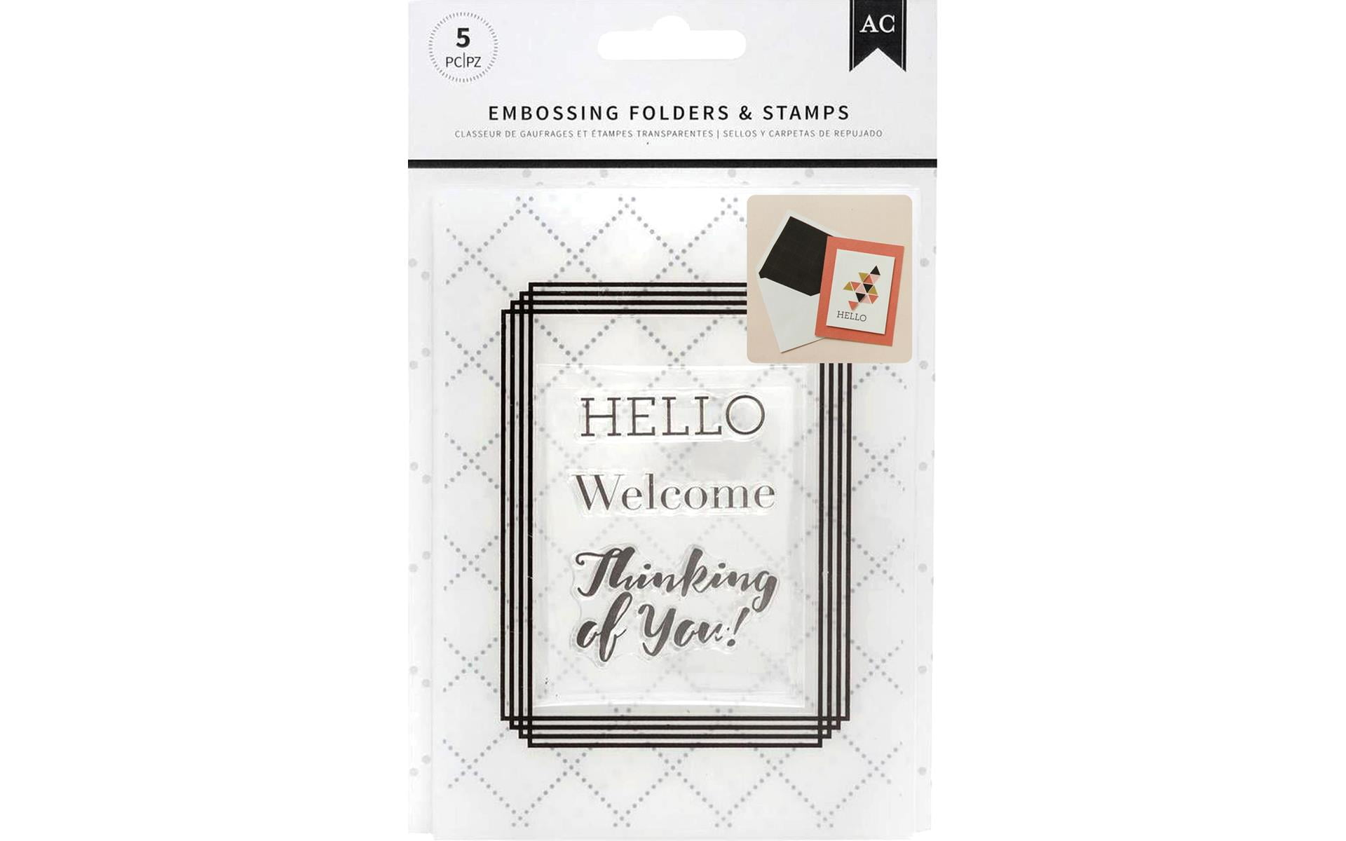 AMC Embossing Folders & Stamp Set Welcome - Walmart.com