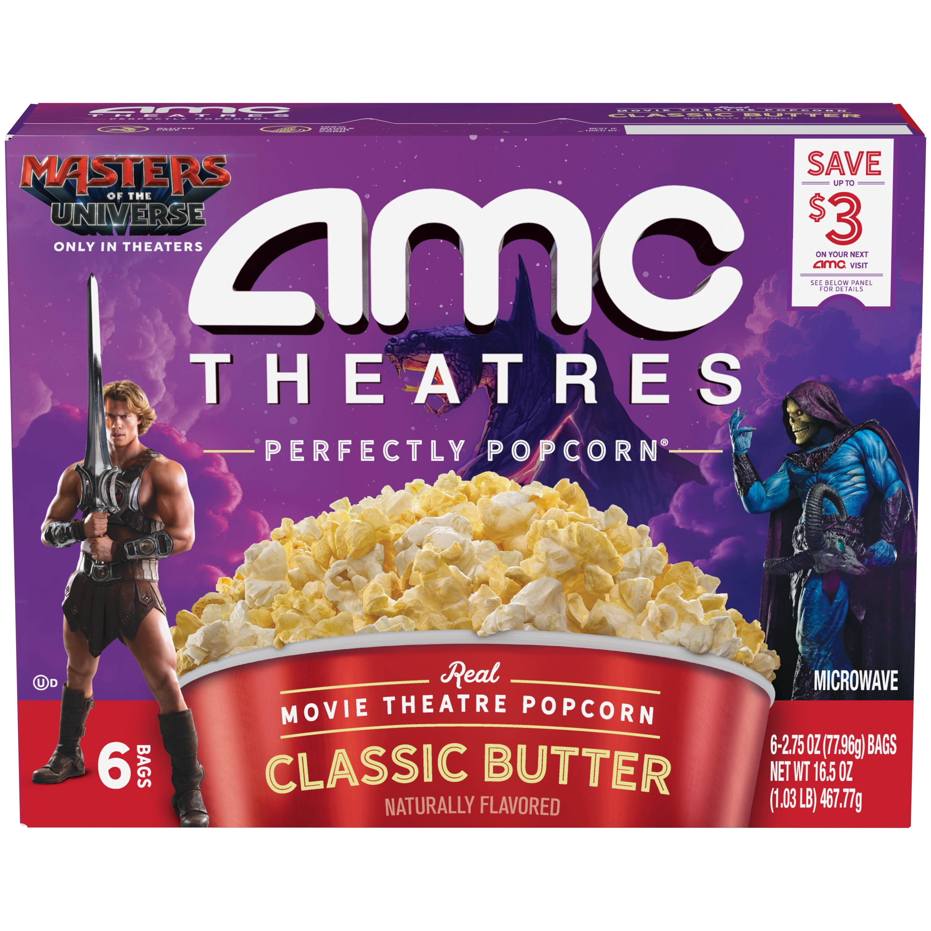 AMC Theatres Microwave Popcorn 6ct, Classic Butter - Walmart.com