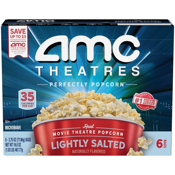 AMC Theatres Microwave Popcorn 6ct, Lightly Salted - Walmart.com
