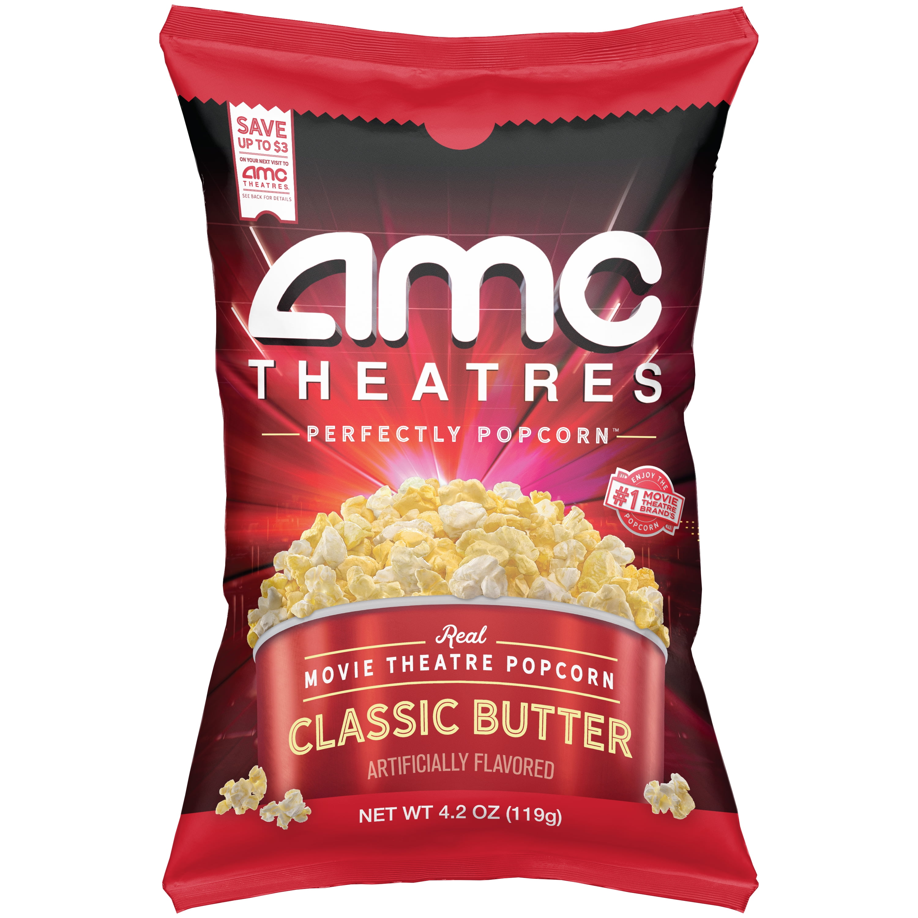 AMC Theatres Classic Butter Ready to Eat Popcorn, Authentic Movie ...