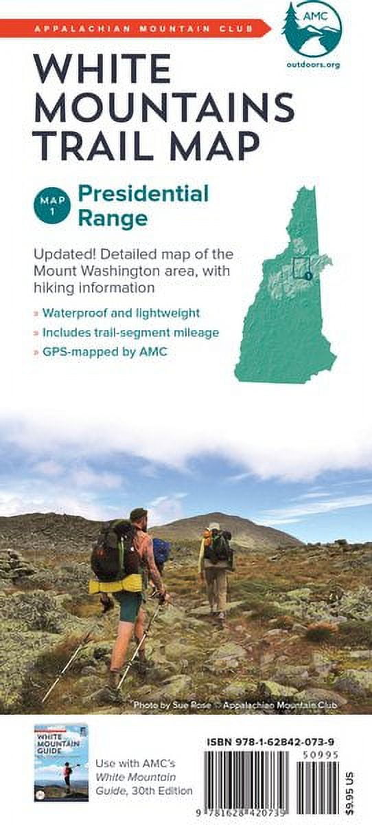 AMC White Mountains Trail Map 1: Presidential Range (Sheet map, folded ...