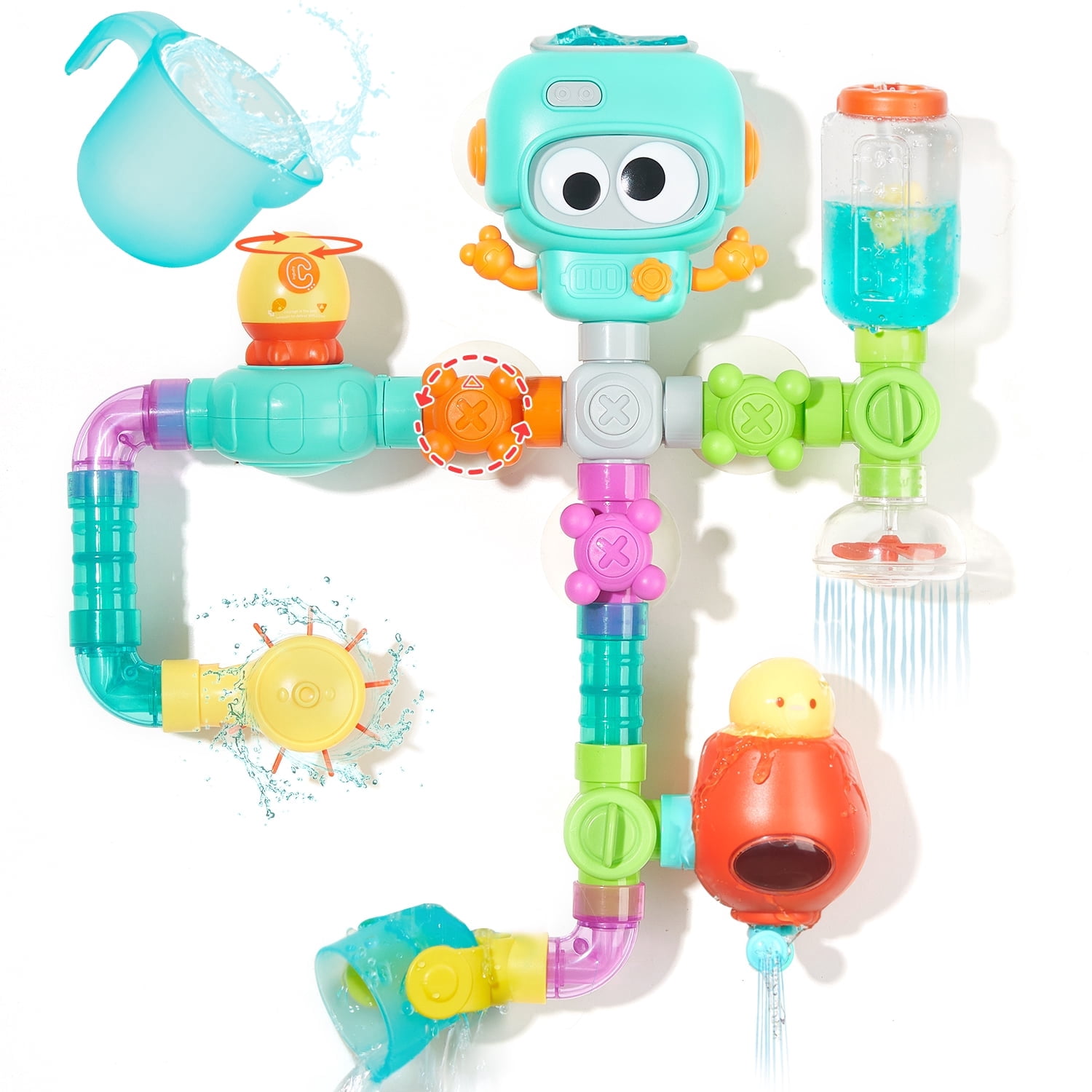 AMCHSURI 27-Piece Plastic Bathtub Wall Toy Kit, 9.83 x 6.29 x 4.52 in ...