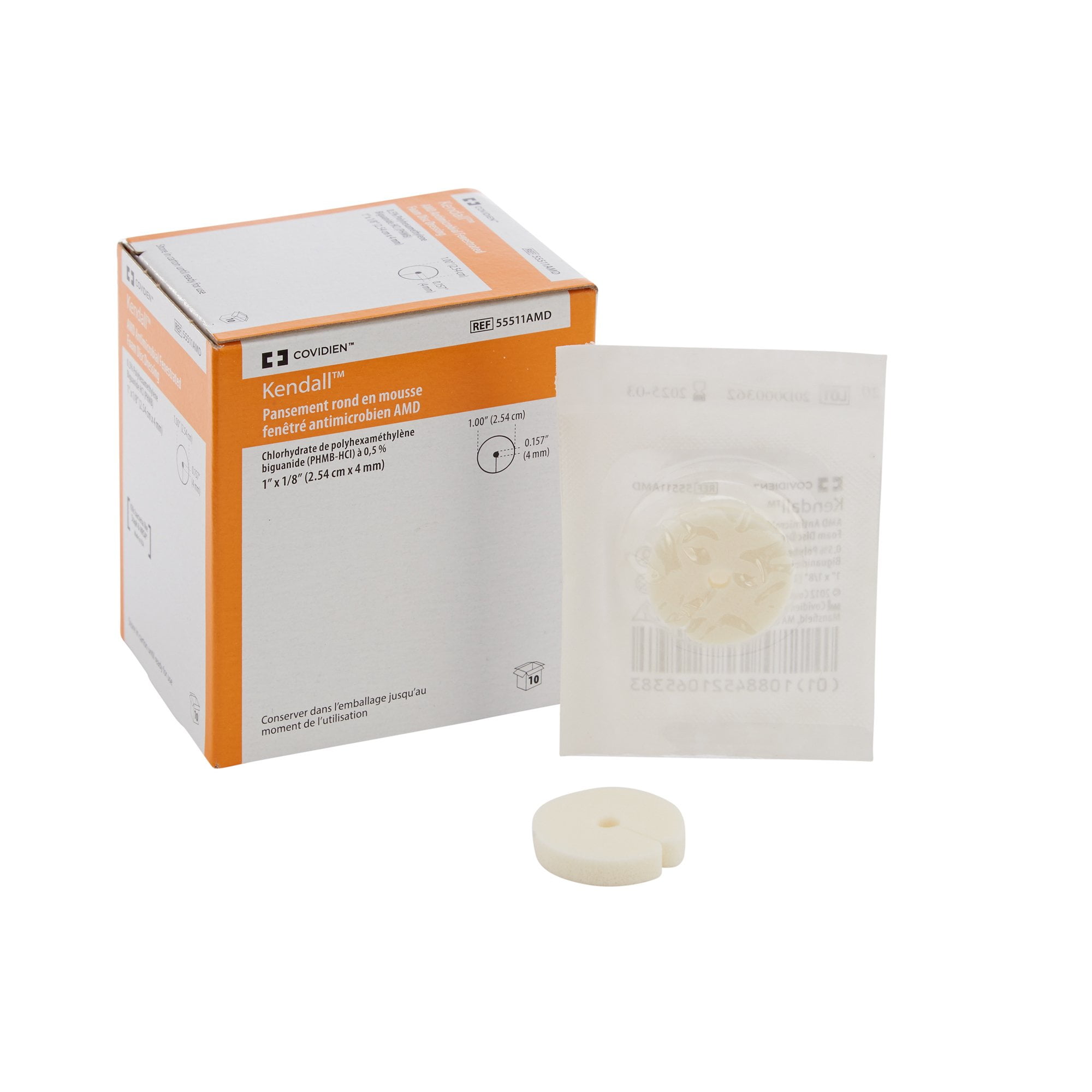 Kendall Antimicrobial Foam Fenestrated Disc Dressing, 1 Inch Diameter ...