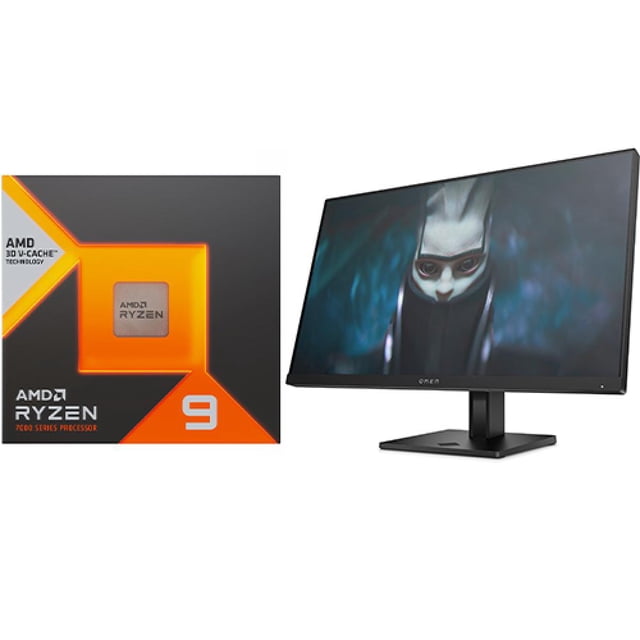 AMD Ryzen 9 7900X3D Gaming Processor + HP OMEN OM24 23.8