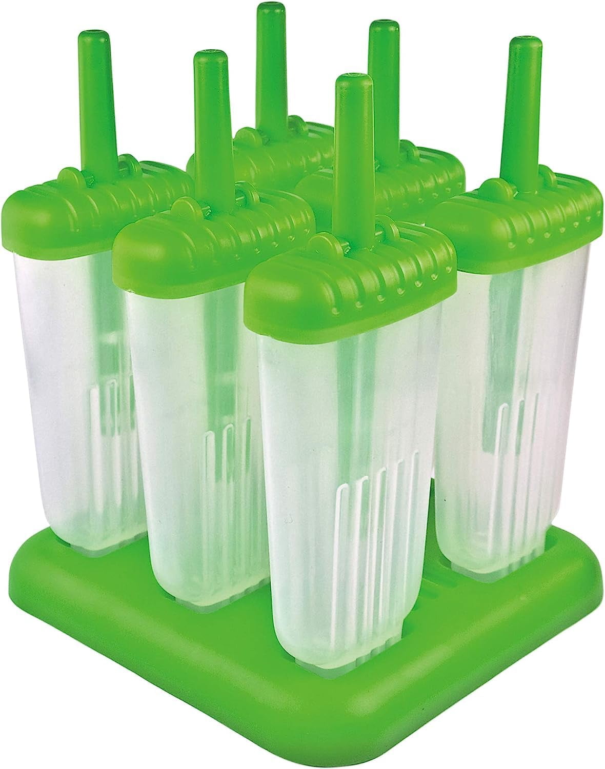 AMDROZ Popsicle Molds Set of 6 MessFree Plastic Ice Pops with Reusable ...