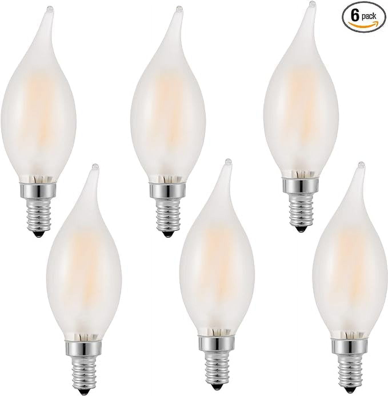 AMDTU E12 Candelabra Bulb 60watt, Frosted LED Chandelier Light Bulbs, 2700k Warm White,B11 Flame ...