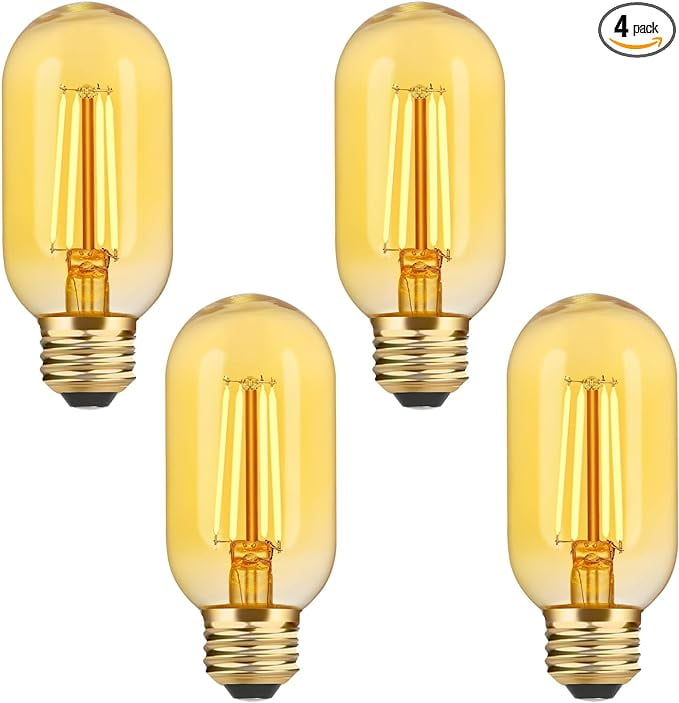 AMDTU LED Edison Bulbs 40 watt Dimmable, Straight Filament Vintage 4W E26 Bulb 40W Equivalent ...