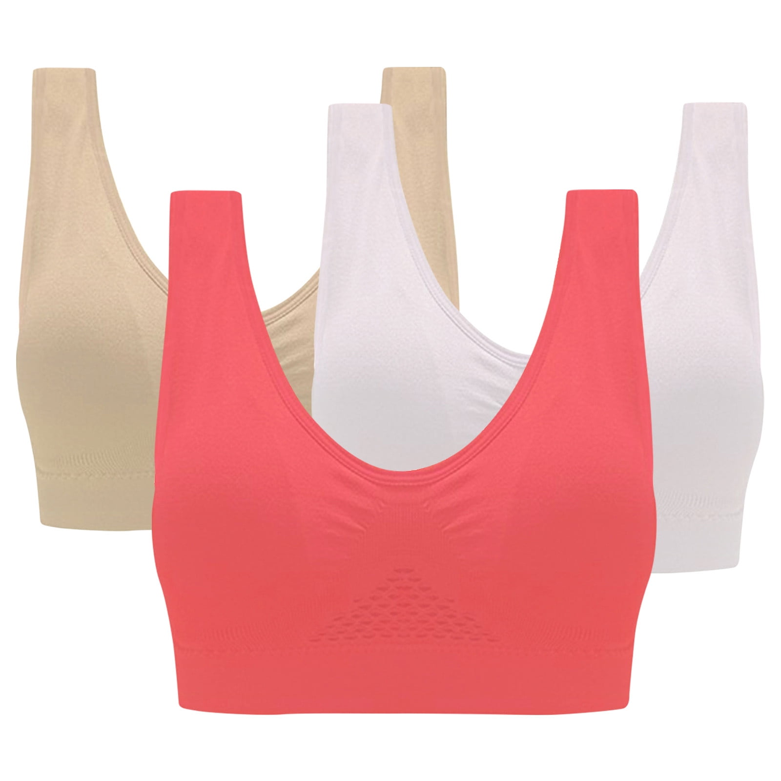 AMDWOV Padded Bralettes for Women 3-Pack Women Sports Bra Without Wire ...