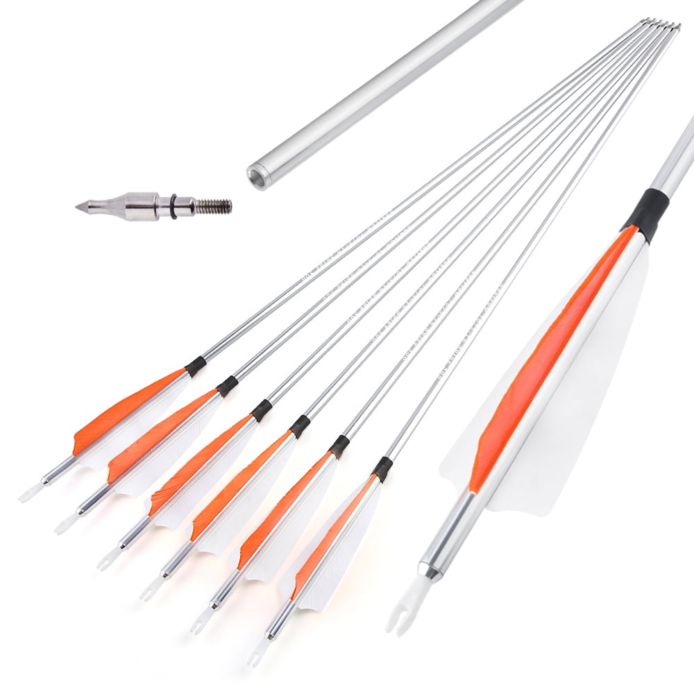 AME 12pcs 30" Aluminum Arrows SP500 4" Feathers Archery Recurve Bow ...