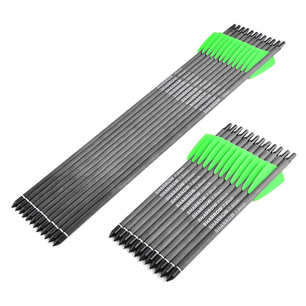 AME 12pcs Crossbow Archery Carbon Arrows Bolts SP400 7.5'' 15" Screw ...