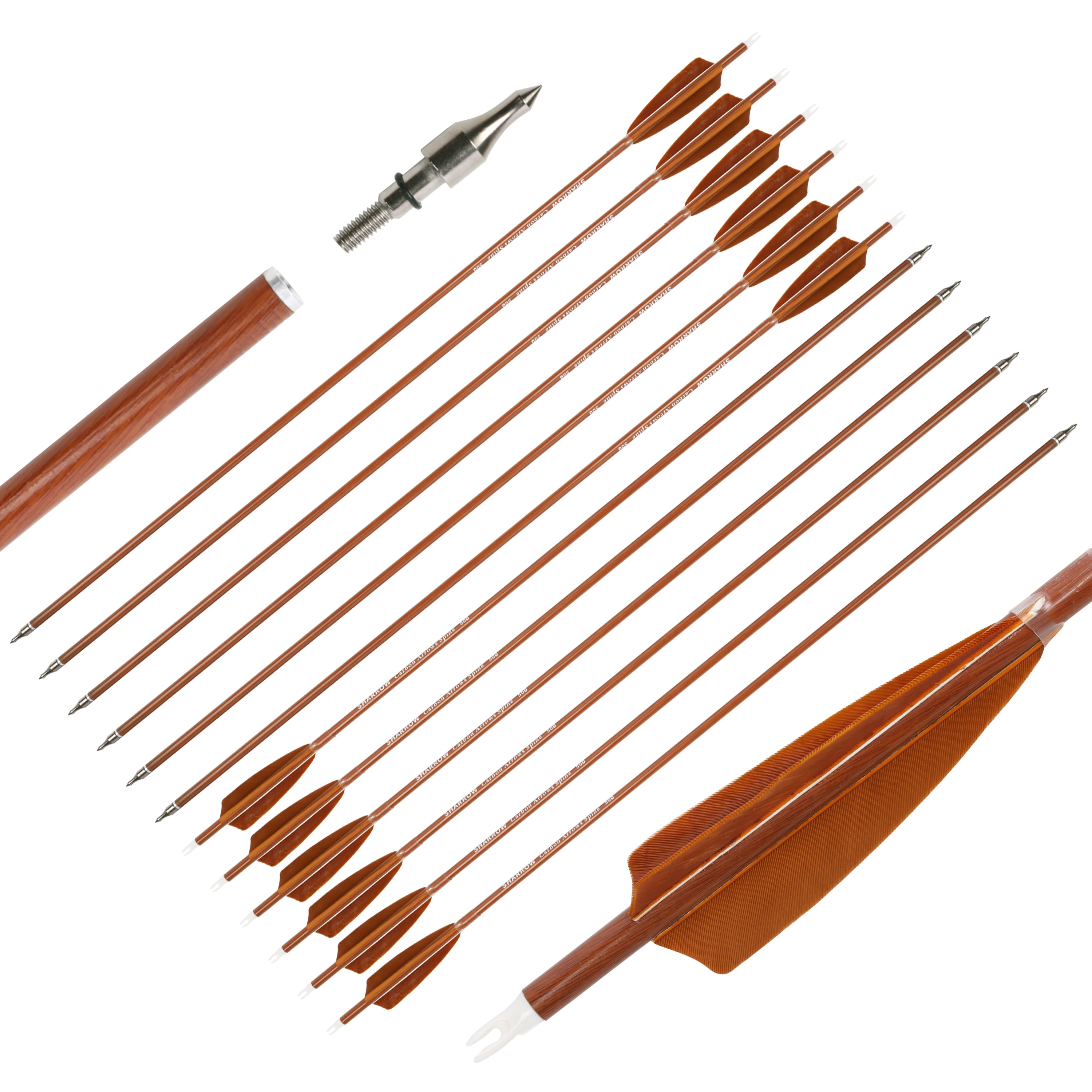 AME 30" Carbon Arrows Spine 500 Spine 600 4'' Turkey Feather Archery ...
