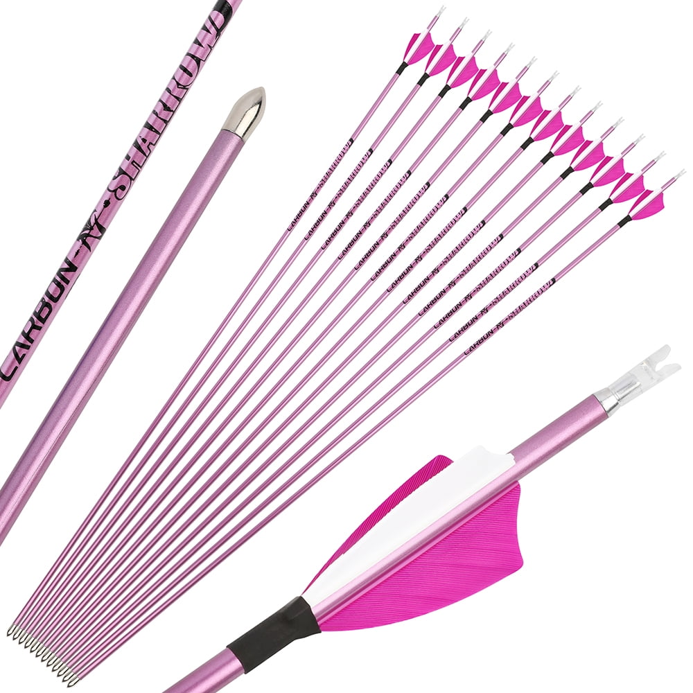 AME 31 inch Pure Carbon Arrows ID4.2mm Feathers SP400-1000 Archery Bow Shooting Hunting ...