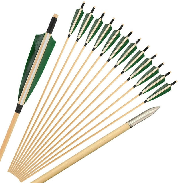 AME 32 inch Archery Wooden Arrows Natural Feather Handmade Traditional ...