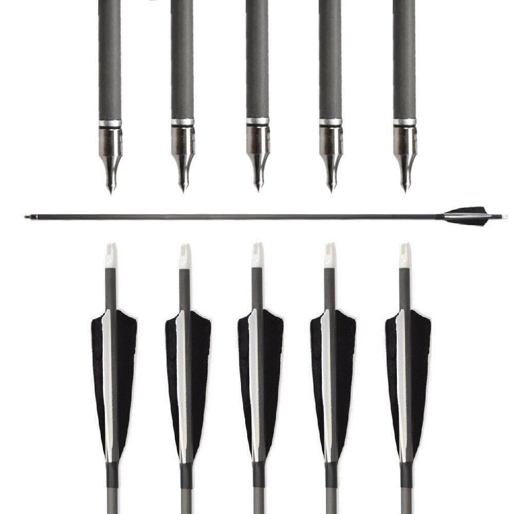 AME 34 inch Natural Feather Pure Carbon Arrows Archery Hunting Pack of ...