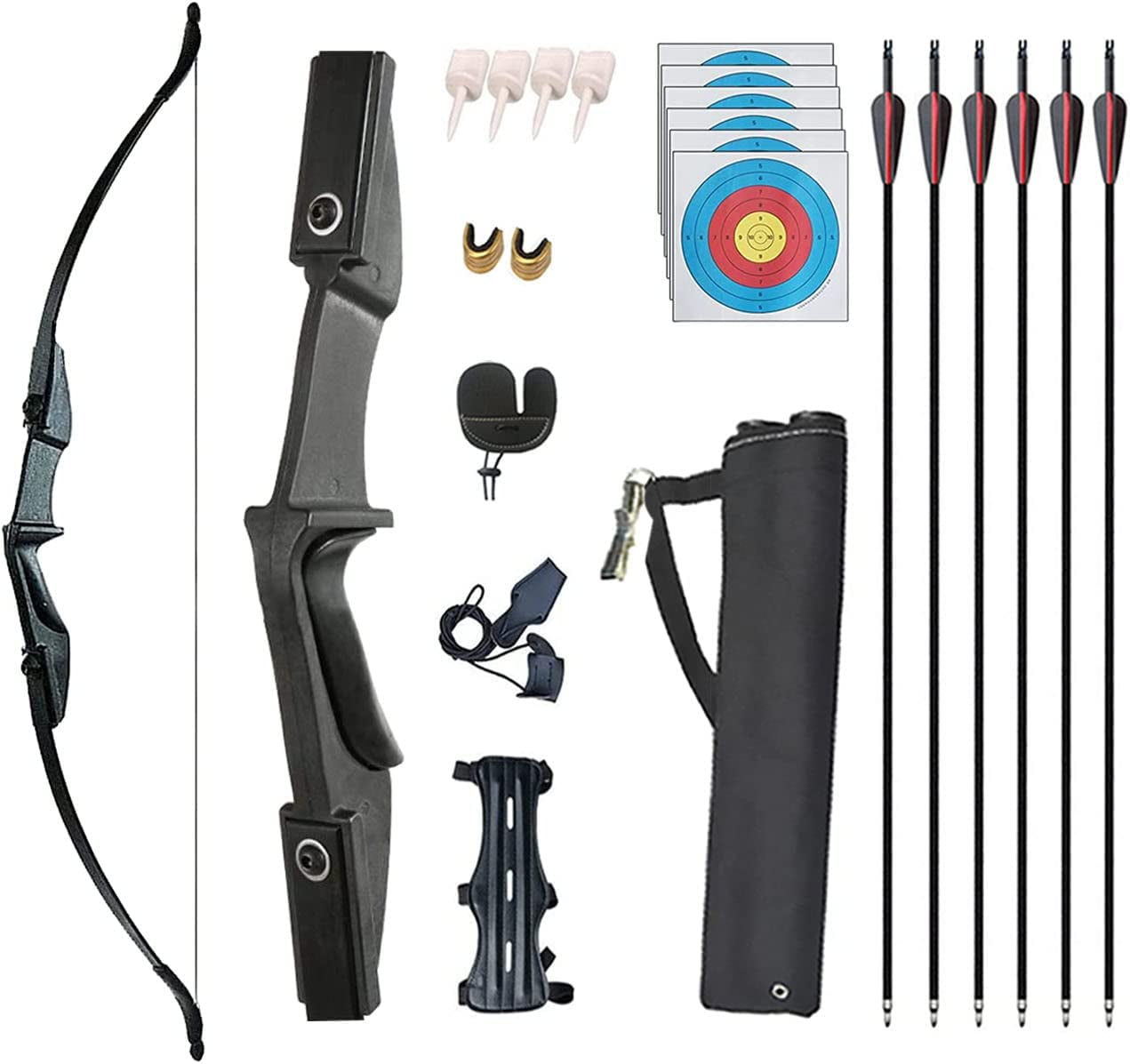 AME Archery Takedown Recurve Bow and Arrow Set Left/Rght Hand Longbow ...