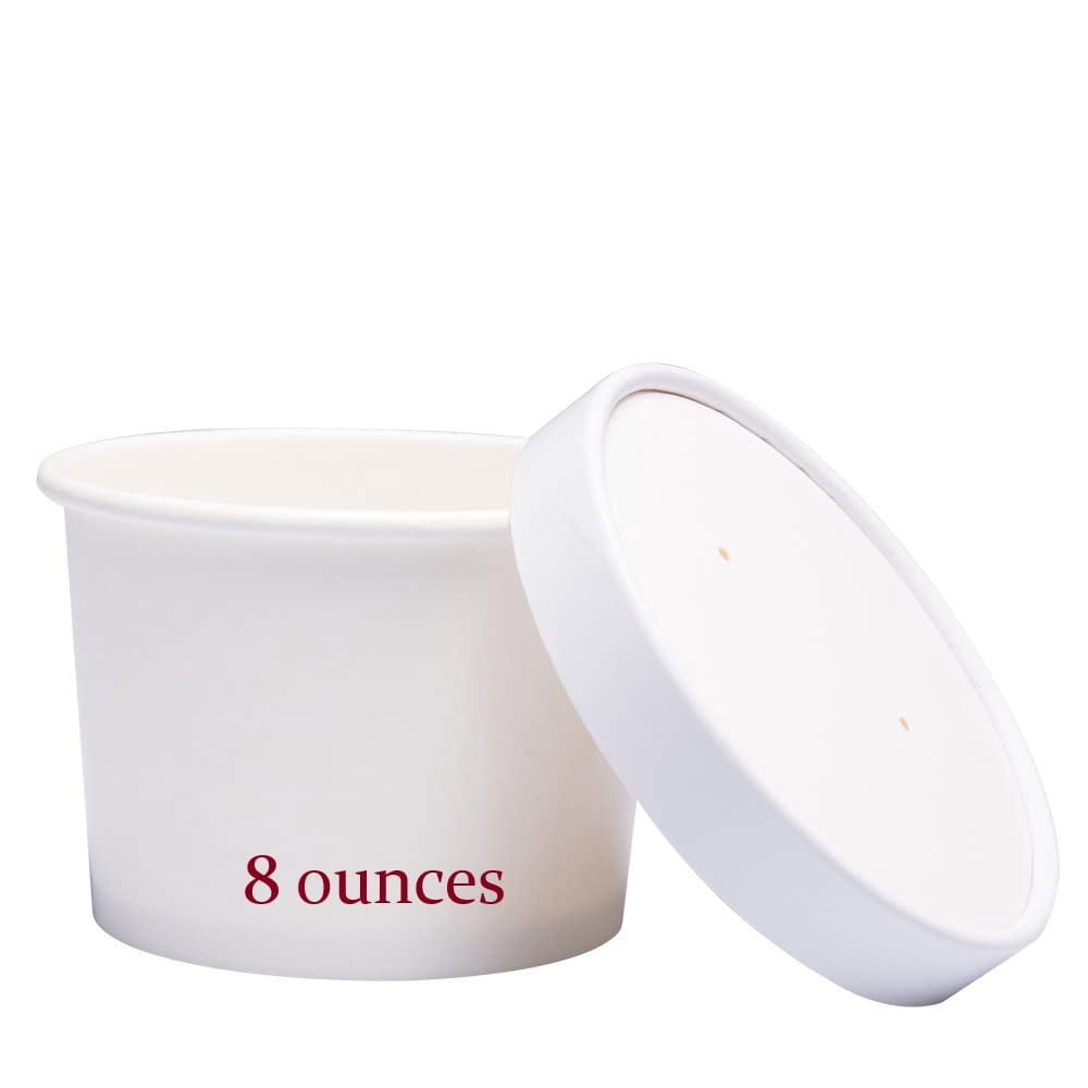 AME D'ESSENCE (100 PC-8oz) Combo White Soup Containers for Hot Cold ...