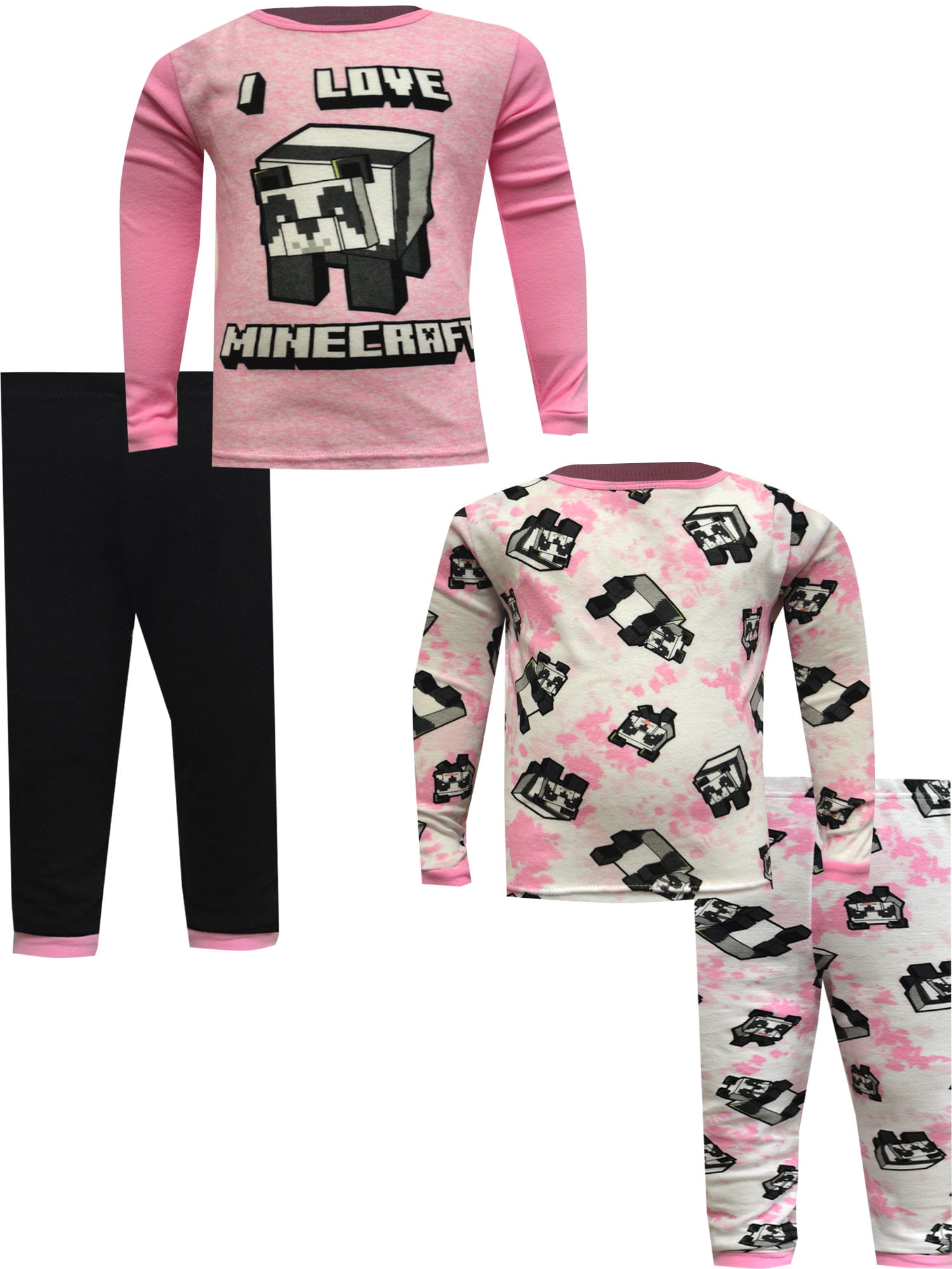 AME INTL Kids Pajamas - Girls Minecraft Pandas, I Love Minecraft 4 ...