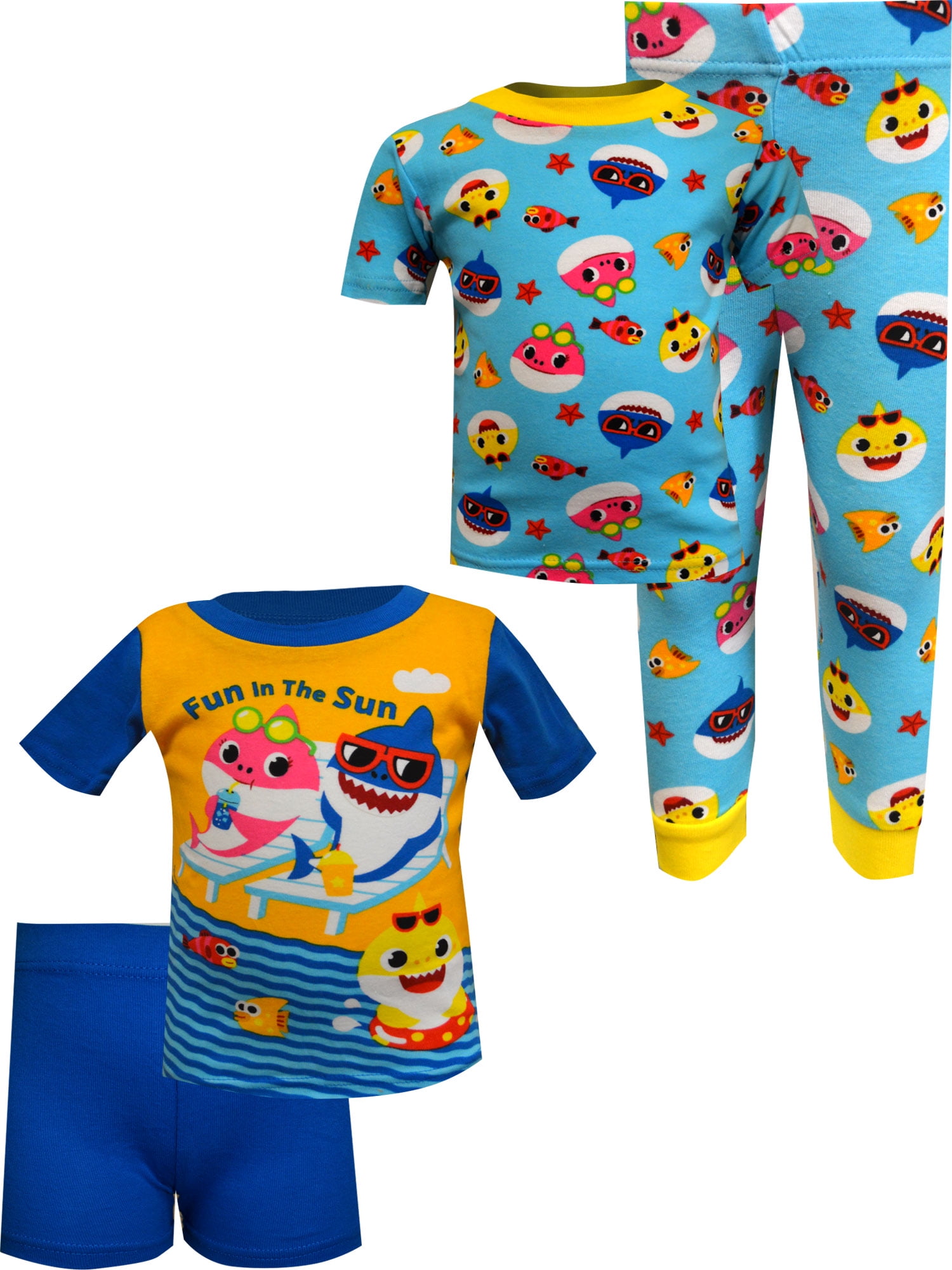 AME Sleepwear Boys' Baby Shark Fun in The Sun 4 Piece Cotton Infant ...