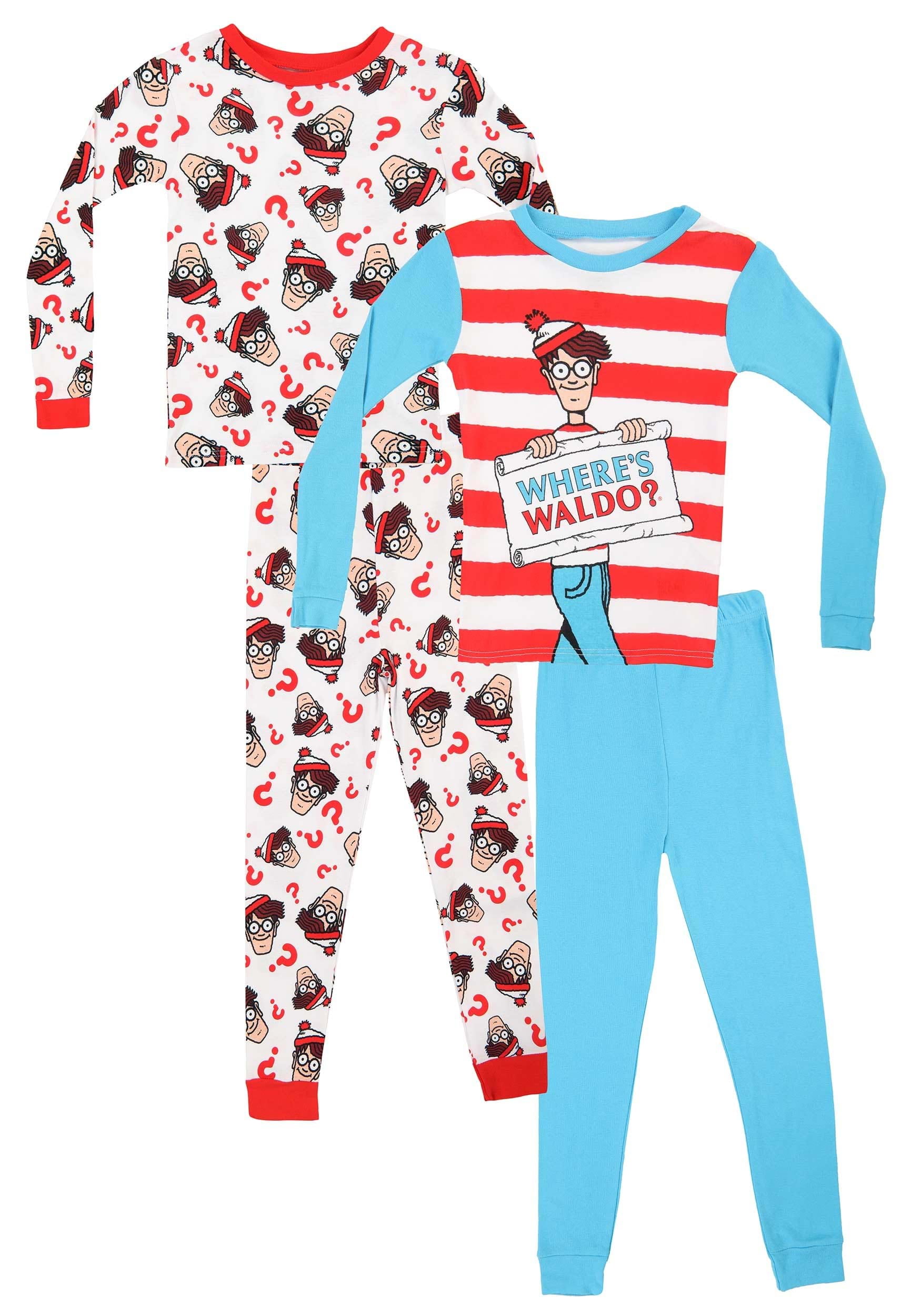 AME Sleepwear Boys Where's Waldo Boys' 4 Piece Cotton Pajama (4) - Walmart.com