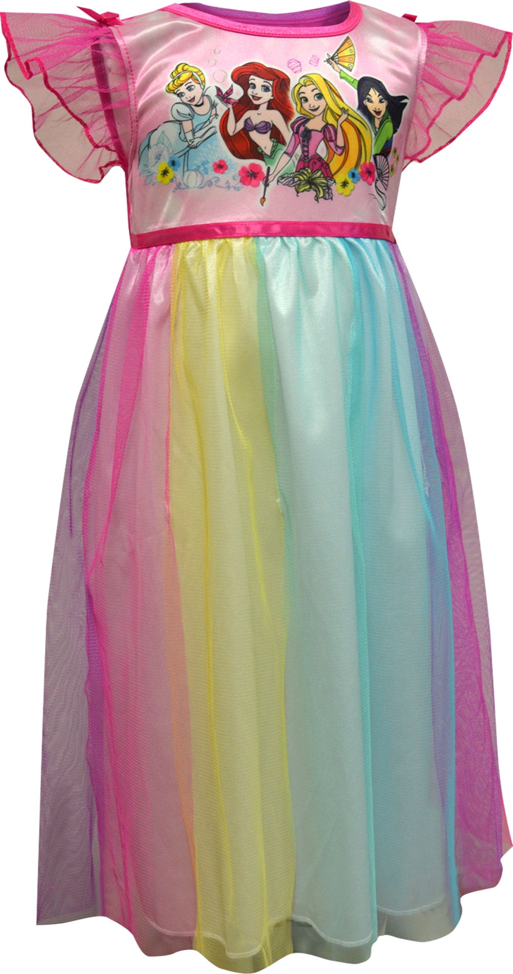 AME Sleepwear Girls' Disney Princesses Rainbow Overlay Toddler ...