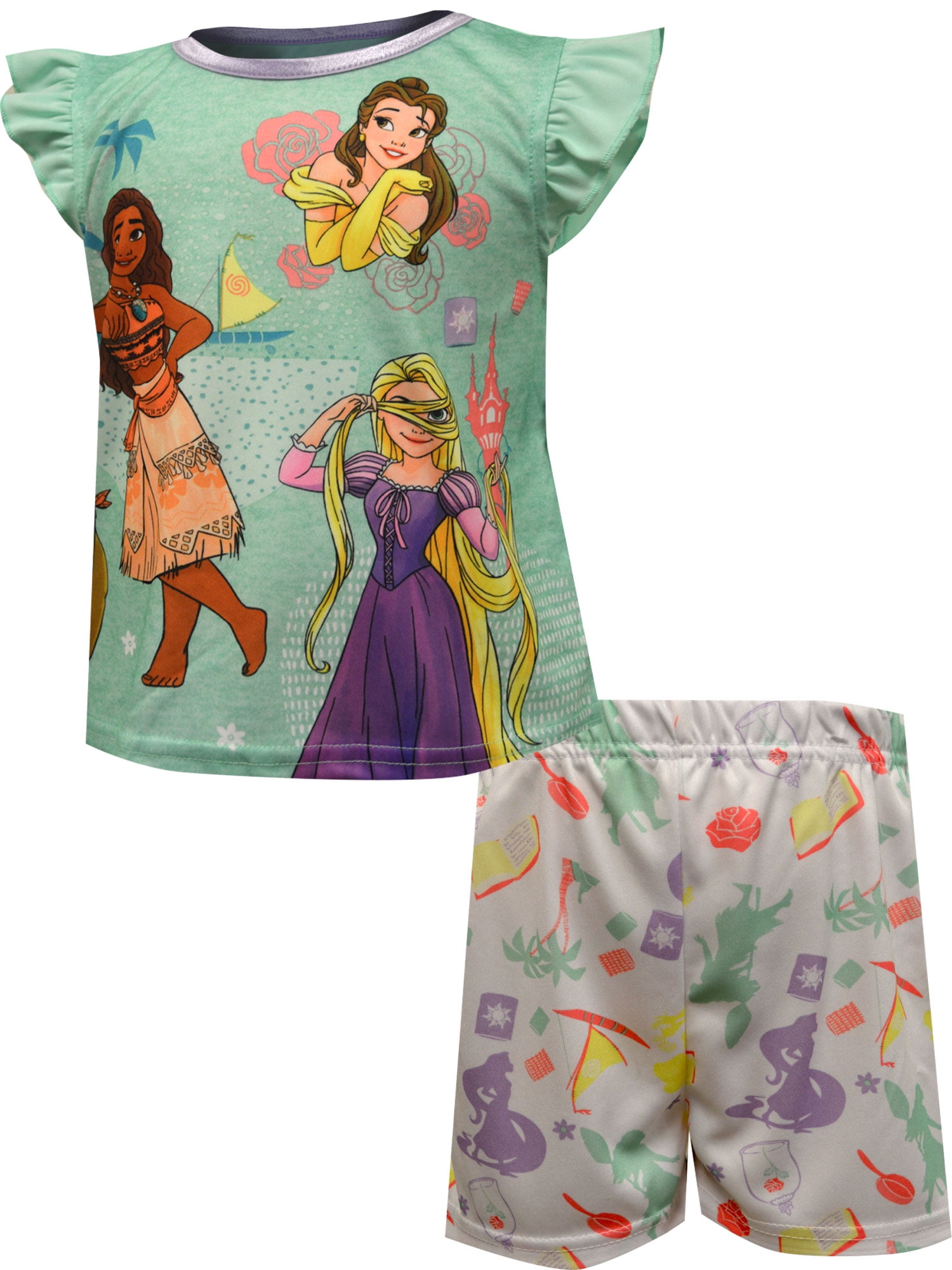 AME Sleepwear Toddler Girls Disney Princesses Jammies PJ Set, Shortie ...