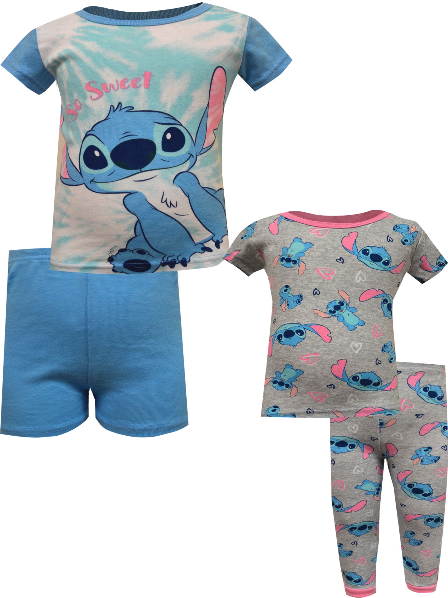 AME Sleepwear Girls Lilo and Stitch So Sweet Toddler 4 Pc Cotton Pajama ...