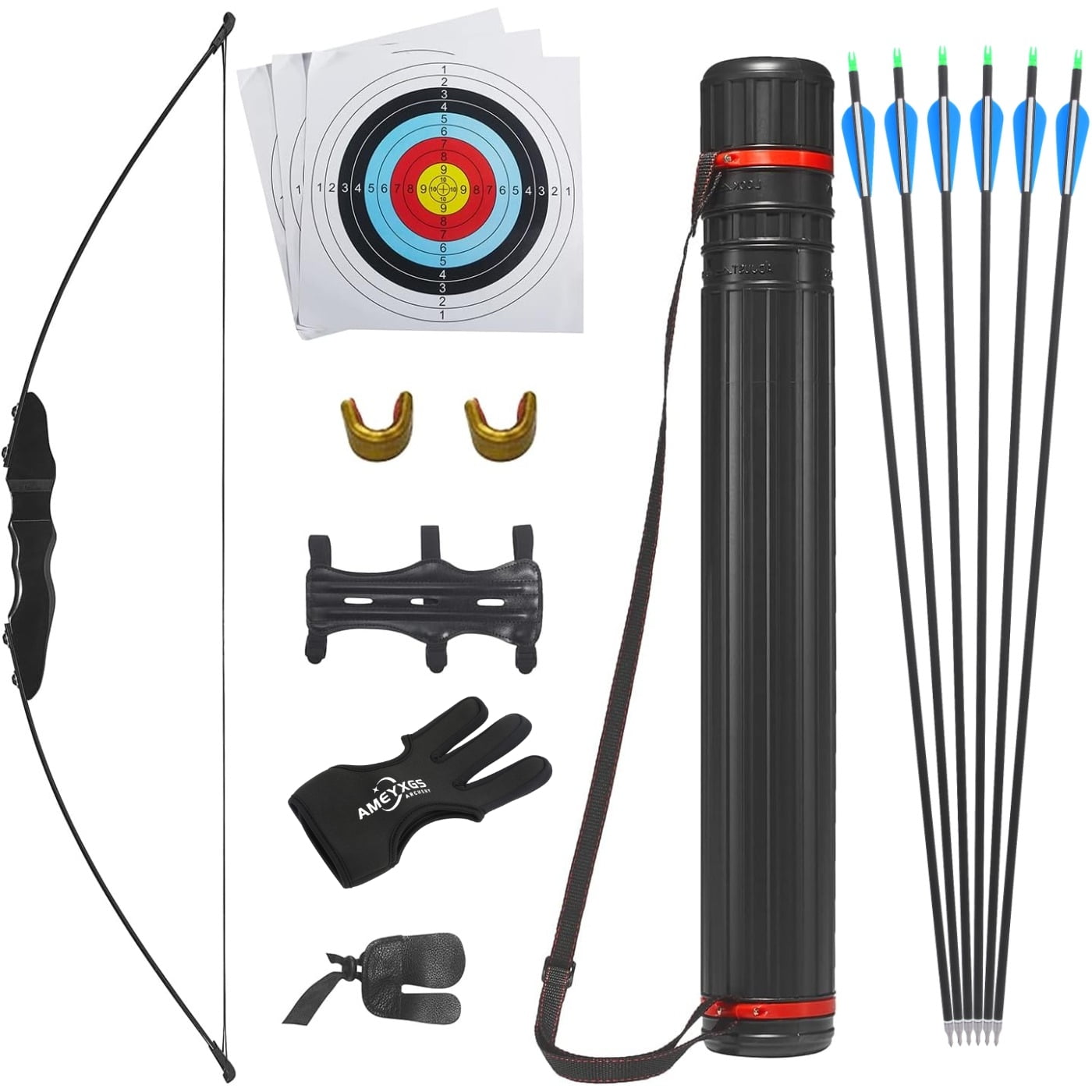 AME Takedown Recurve Bow and Arrow Set Hunting Longbow Archery Bow and ...