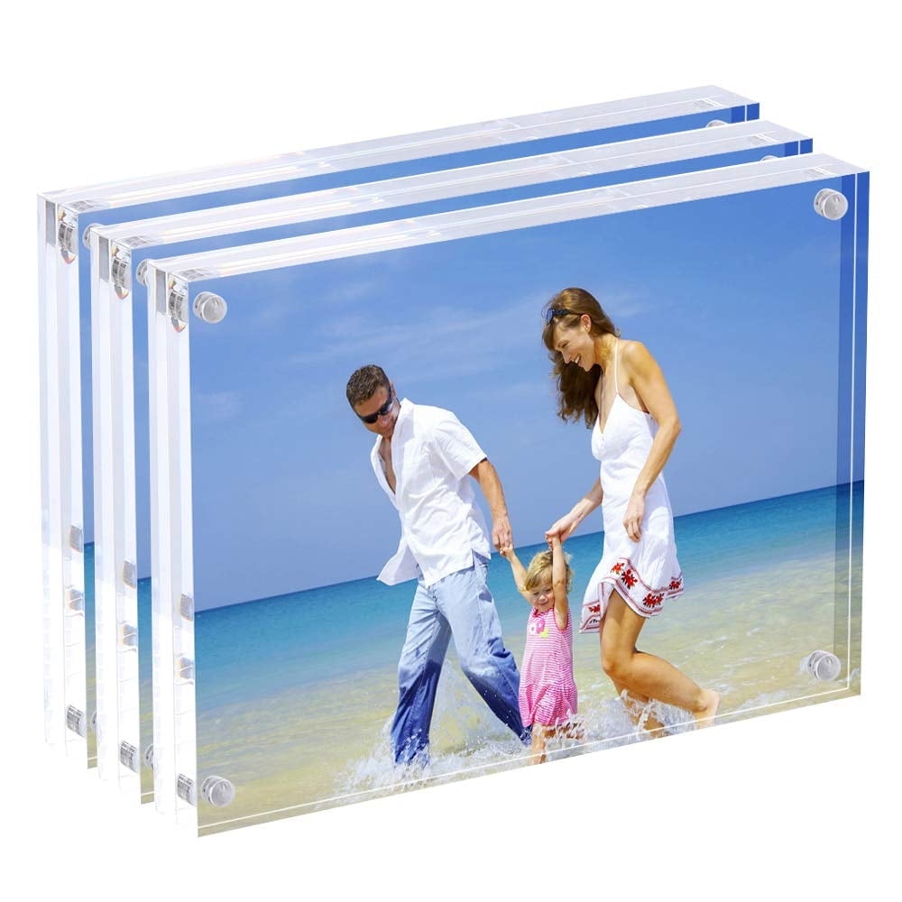 AMEITECH Acrylic Picture Frames, 4x6'' Clear Double Sided Block Set ...
