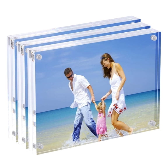 AMEITECH Acrylic Picture Frames, 4x6'' Clear Double Sided Block Set ...