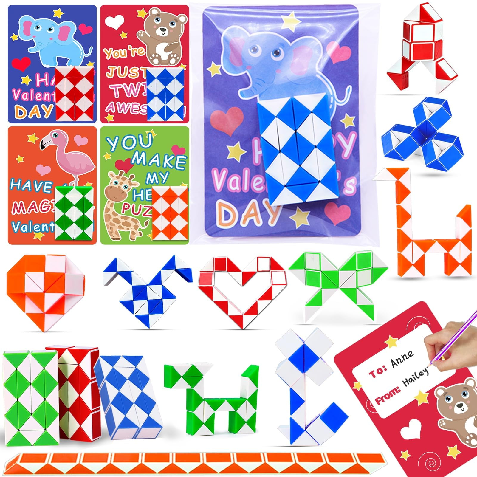AMENON 28 Pack Valentines Day Gifts for Kids Classroom Valentines Cards ...