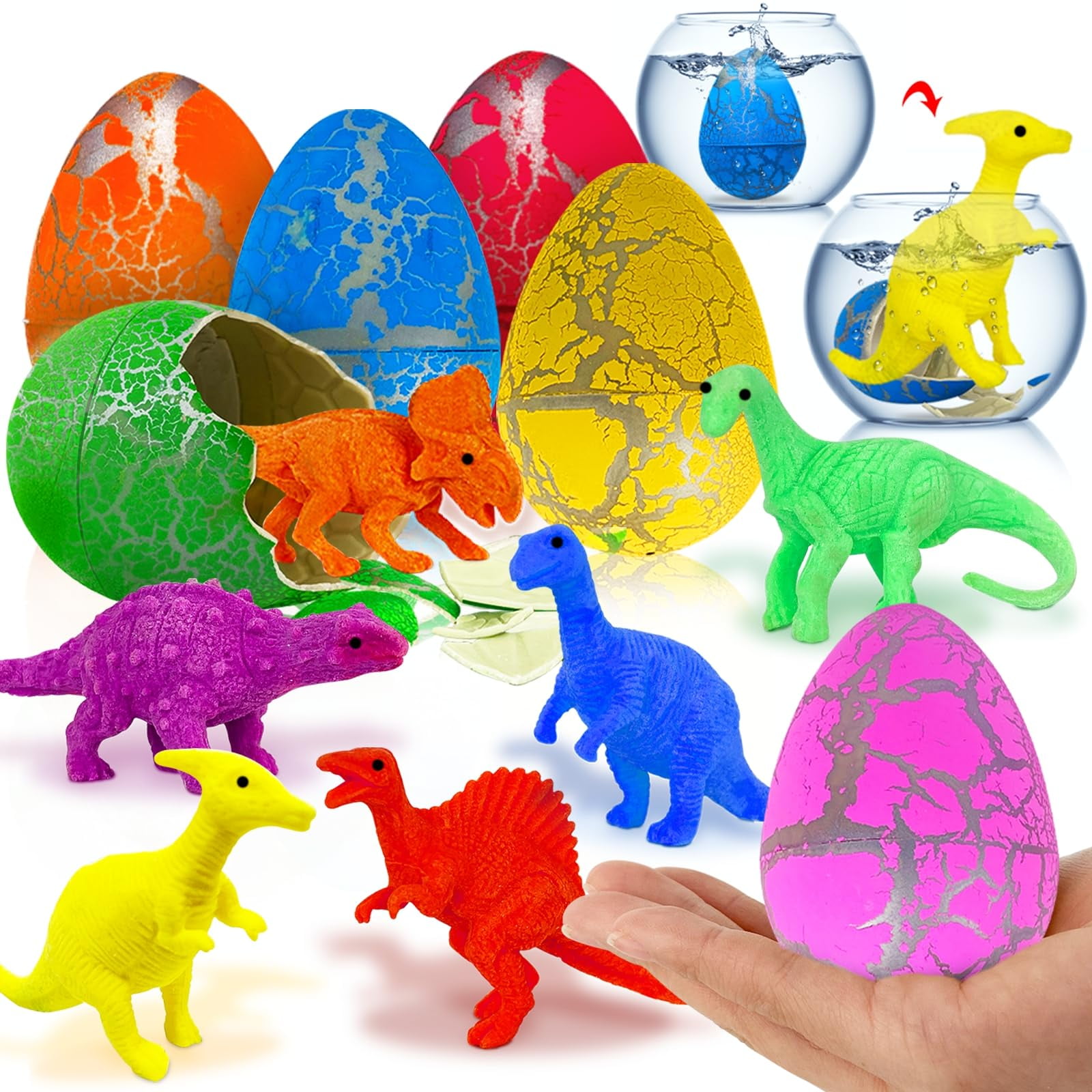AMENON 6 Pack 3.2" Dinosaur Hatching Easter Eggs Kids Toddlers - Fast ...