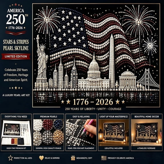 AMERICA 250TH ANNIVERSARY PEARL ART KIT Stars Stripes Skyline Limited ...