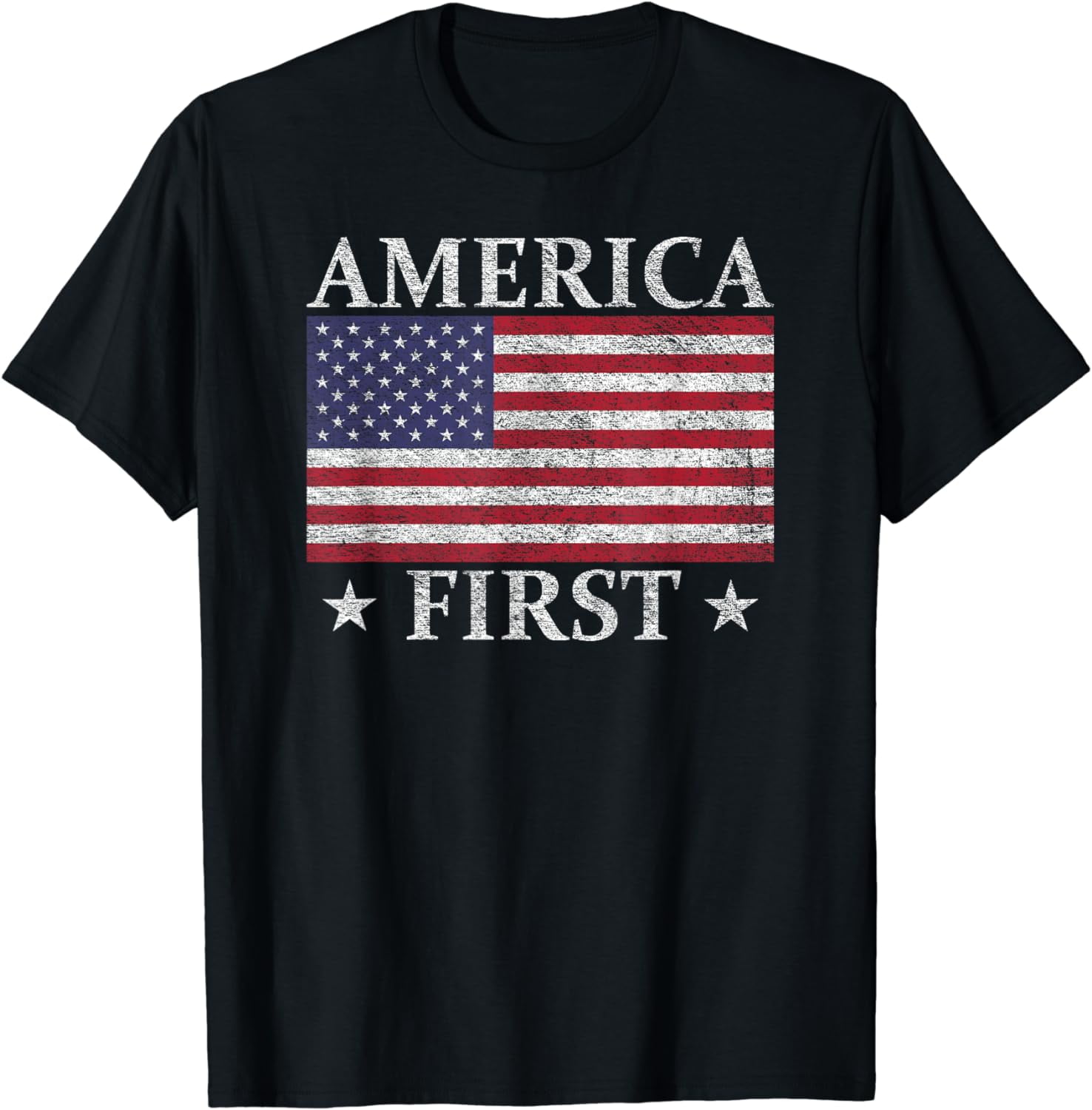 AMERICA FIRST USA AMERICAN FLAG PATRIOT STARS AND STRIPES T-Shirt ...