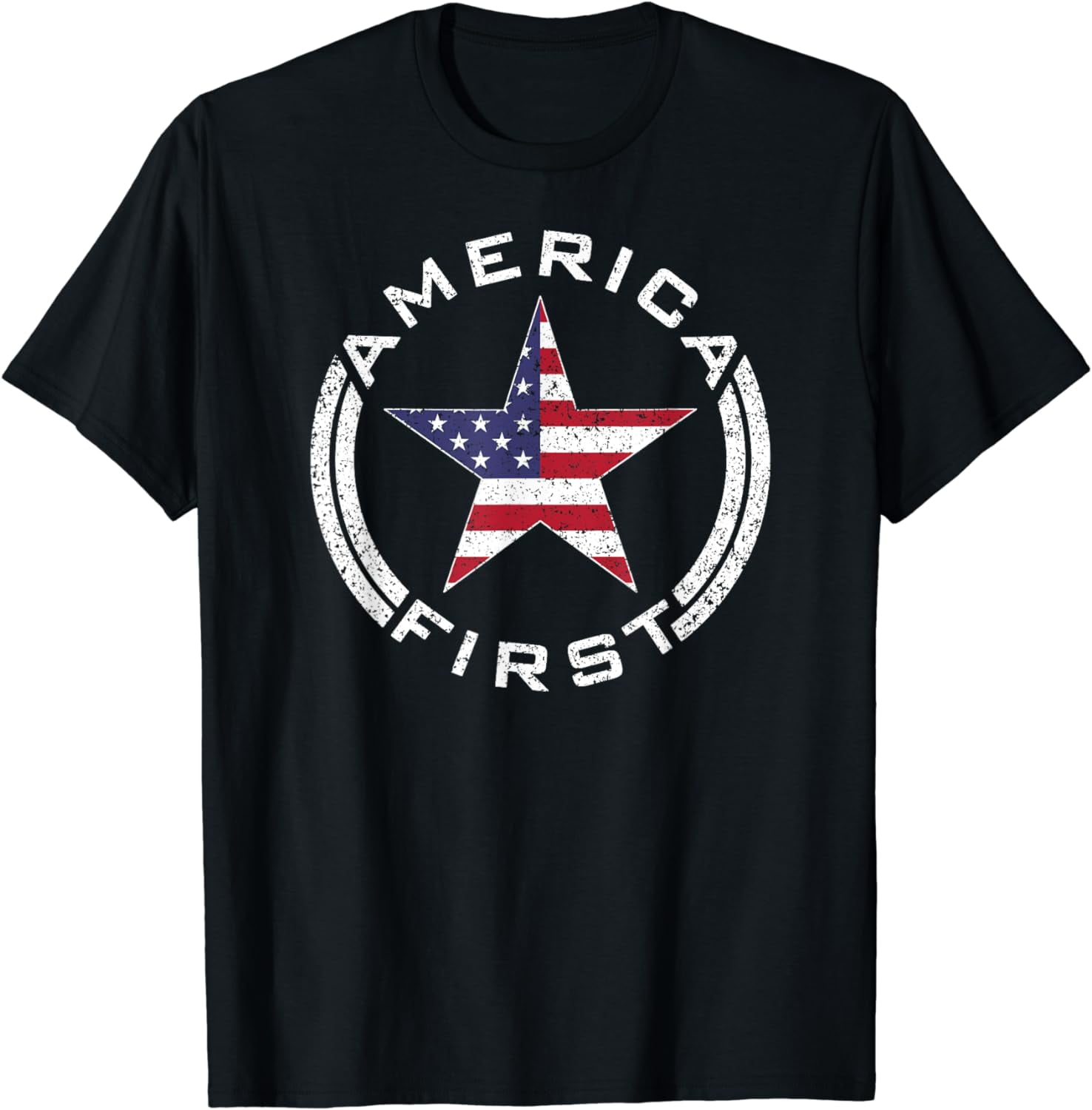 AMERICA FIRST USA FLAG AMERICAN STAR ROUNDEL PATRIOT TEE T-Shirt ...